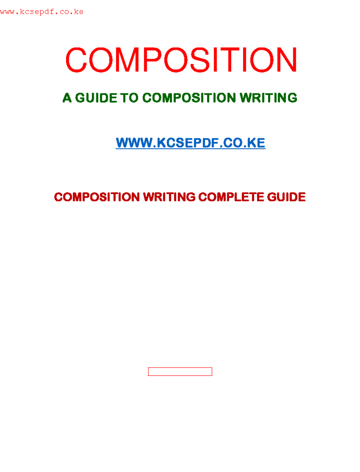 KCPE English Composition Writing Guide: Skills and Challenges - Studocu