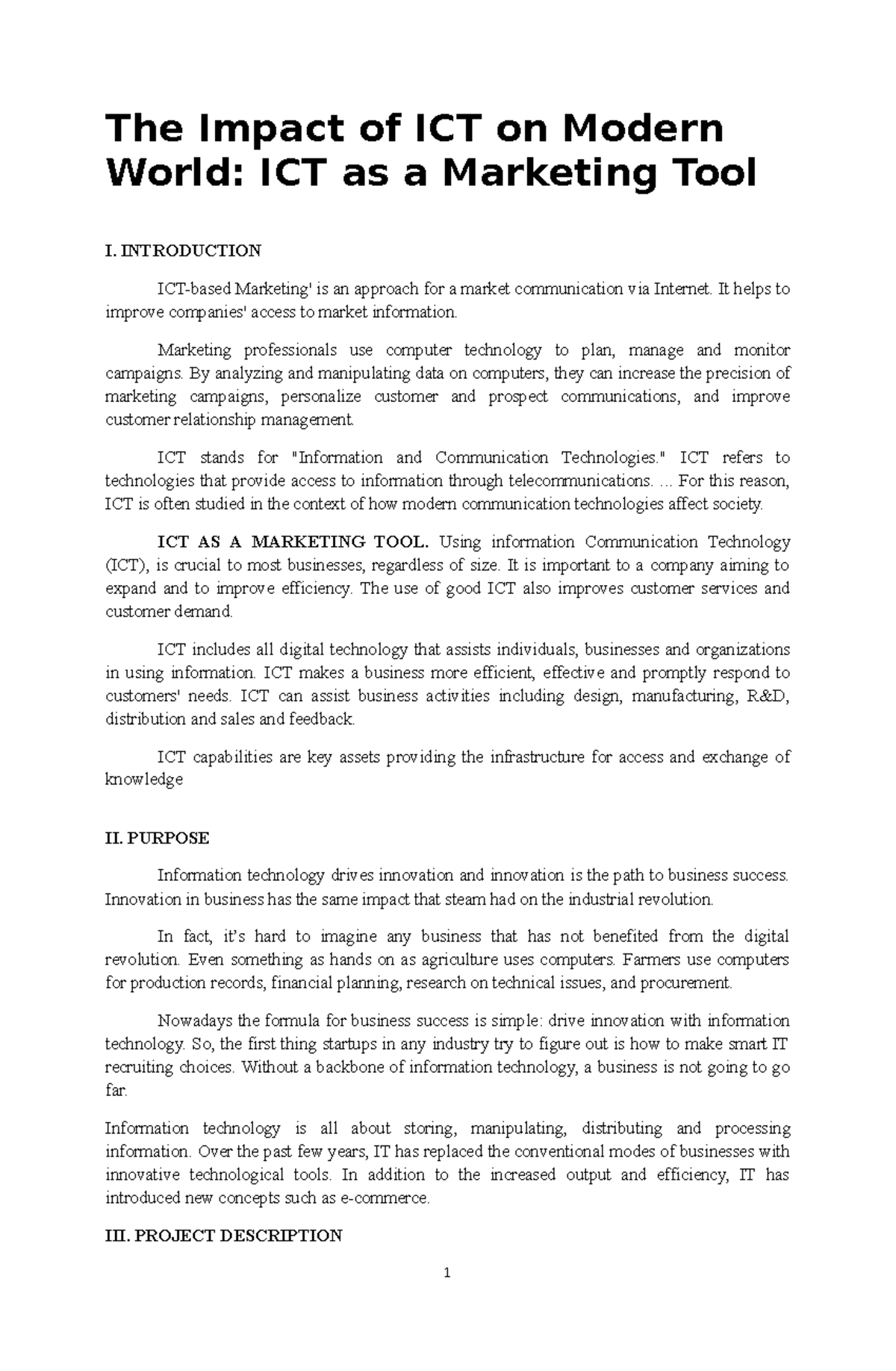 Concept Paper about the Impact of ICT - Bachelor of Secondary Education ...