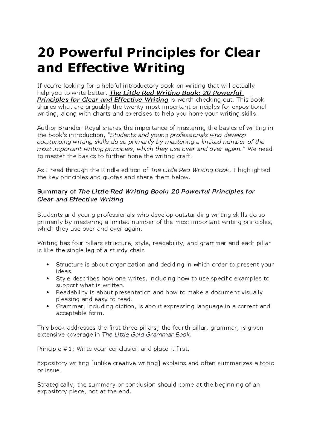 Summary of The Little Red Writing Book: 20 Key Writing Principles ...