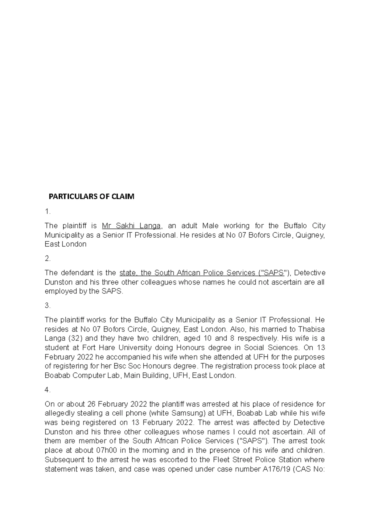 Civil B Topics and Cases 2 - Content Outline / Study Units Cases Study ...