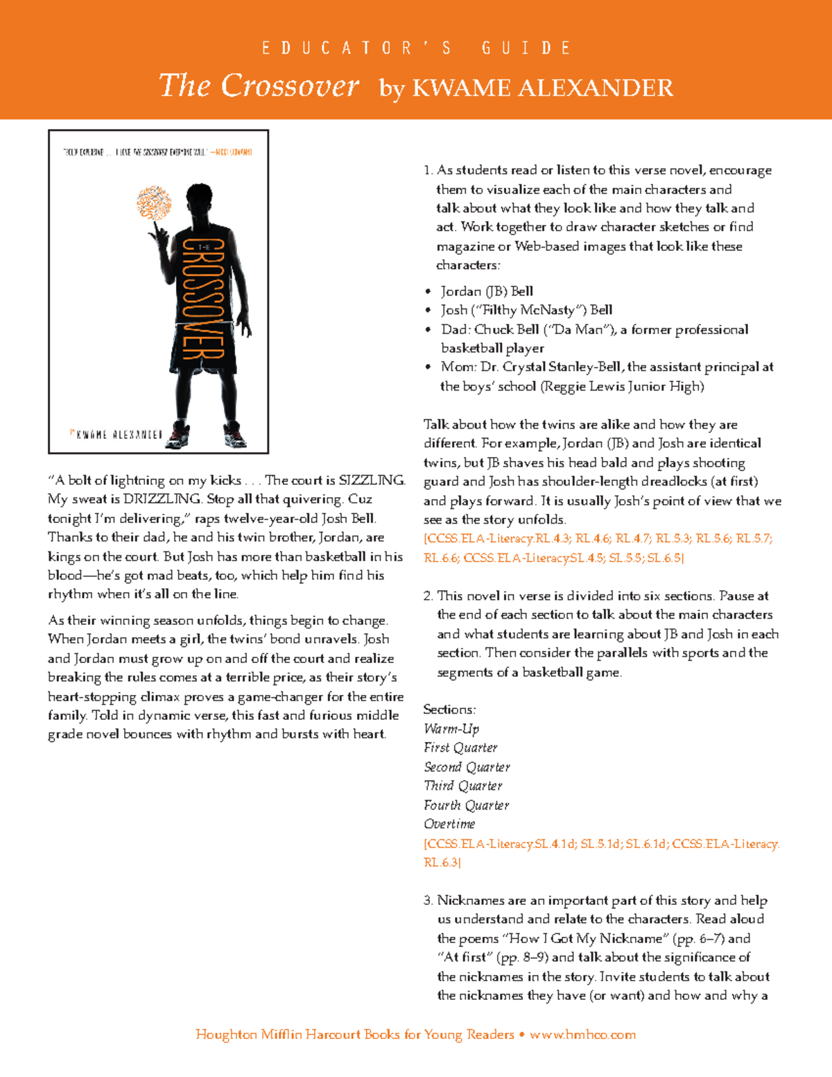 The Crossover BG: Educator's Guide to Kwame Alexander's Verse Novel ...