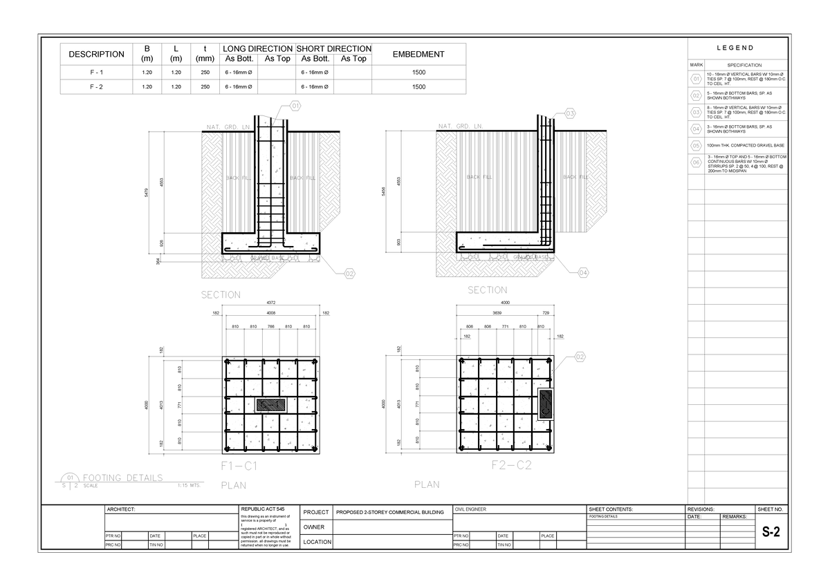 Plan for Proposed 2-Storey Commercial Building - Column Details - Studocu