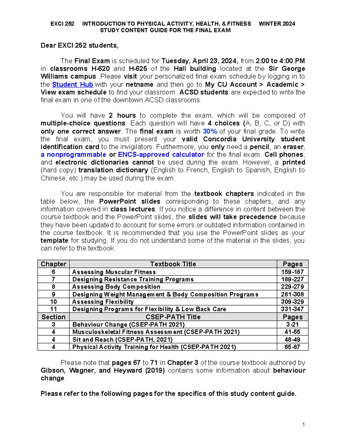 EXCI 252 Final Exam Study Guide: Physical Activity, Health & Fitness - Studocu