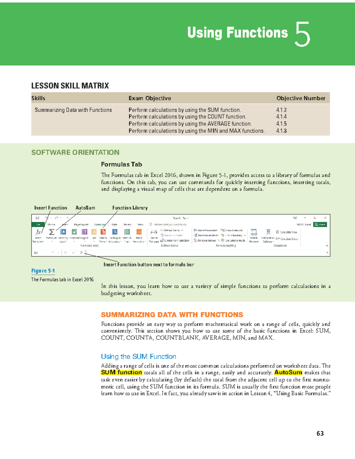 Excel Lesson 05 - Additional reference for course - Using Functions 5 ...
