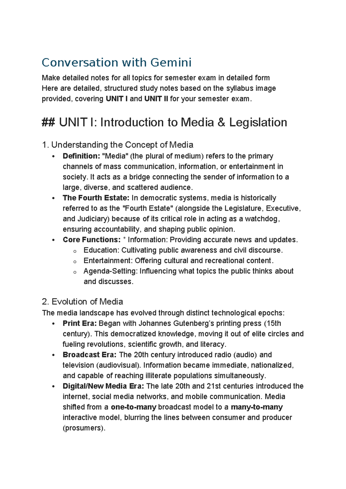Media Law U1 & U2: Comprehensive Study Notes for Semester Exam - Studocu