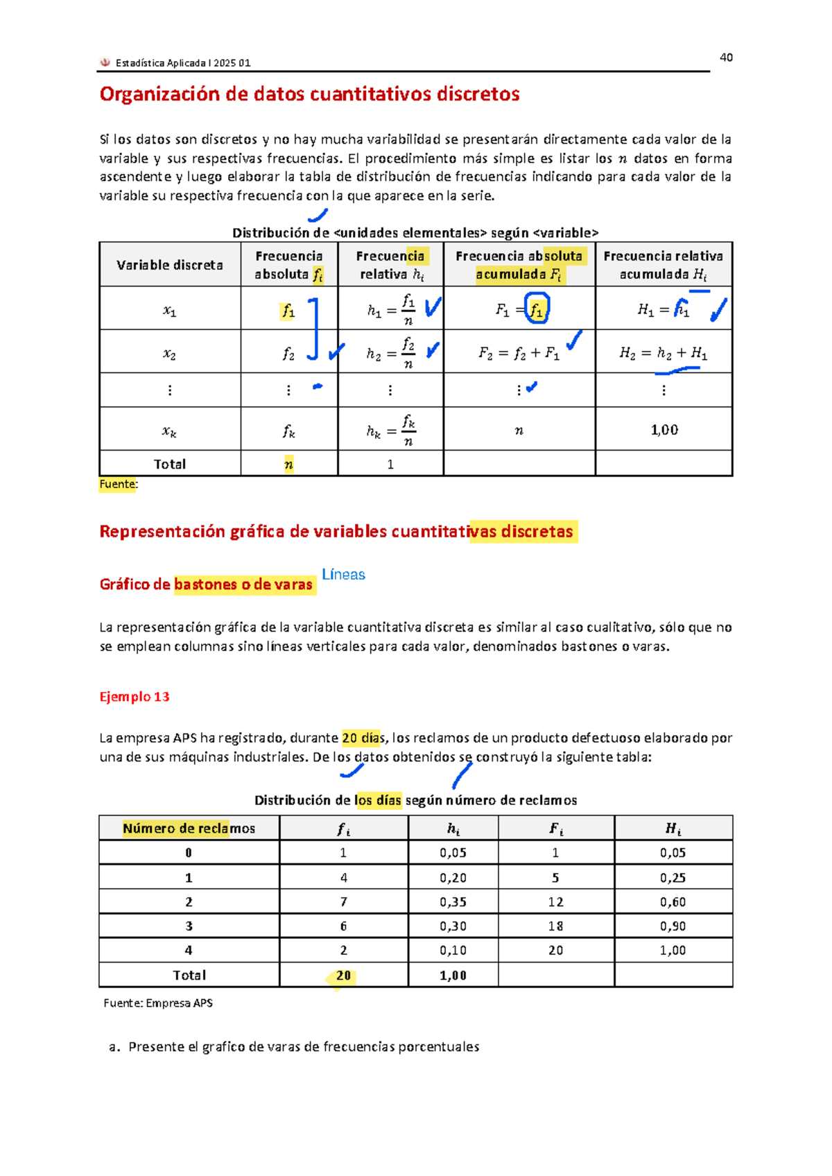 Organización de Datos Cuantitativos Discretos y Continuos - Estadística ...