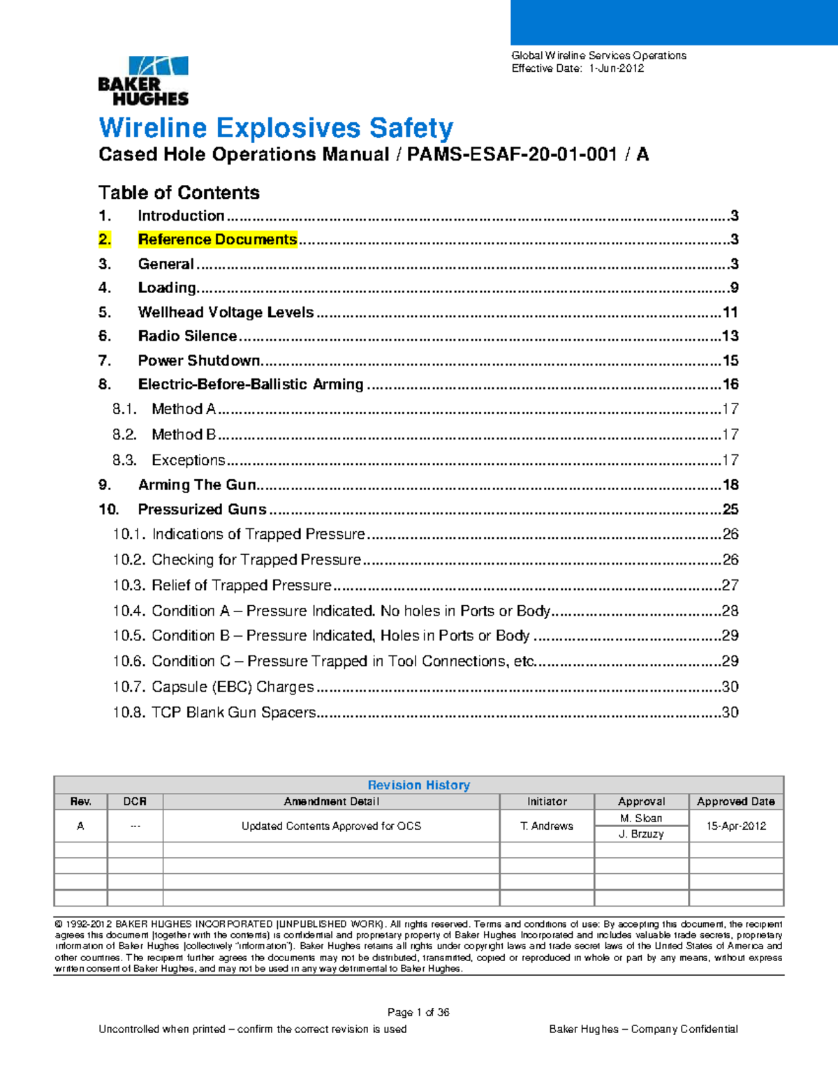 Cased Hole Operations Manual: Wireline Explosives Safety (PAMS ESAF 20 ...
