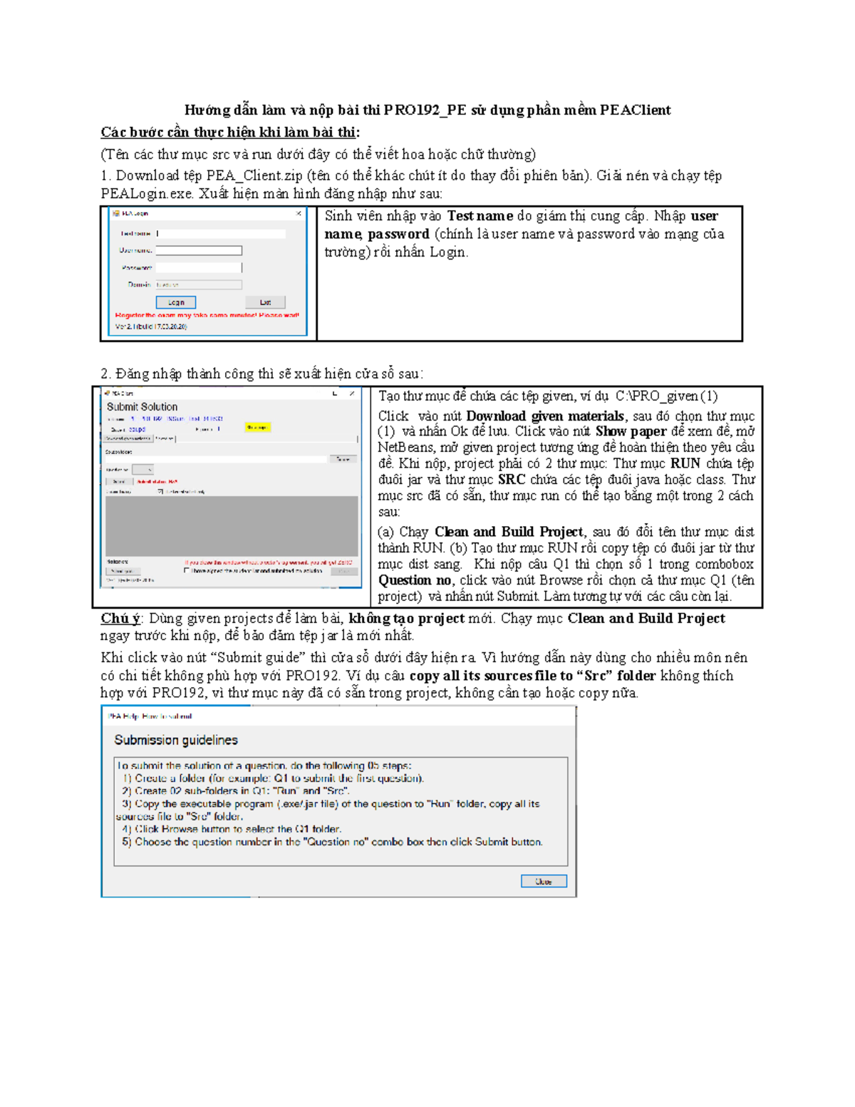 Hướng dẫn Thực Hiện Bài Thi PRO192_PE Sử Dụng PEAClient - Studocu