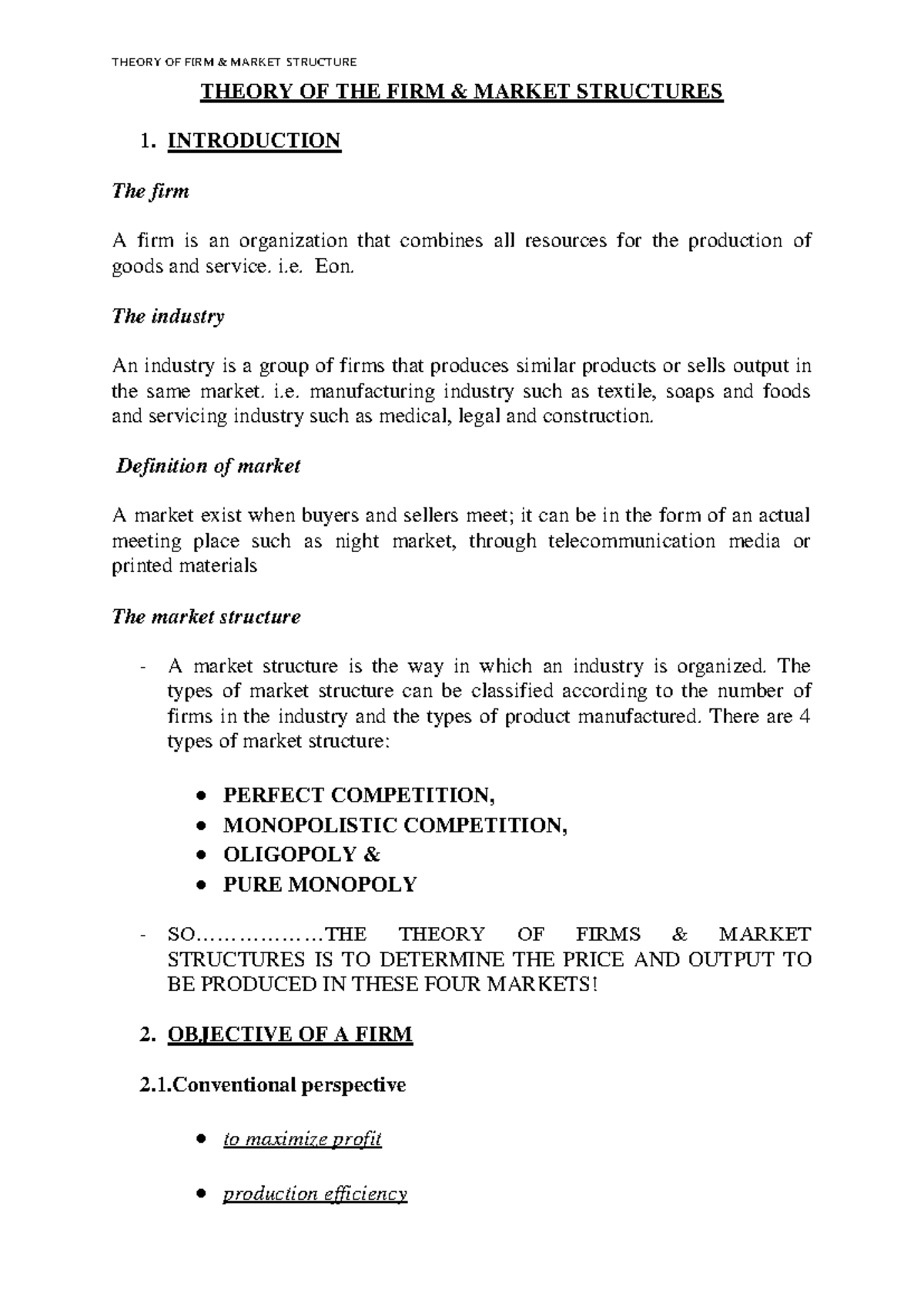 Chapter 7: Theory of Firm & Market Structures (Econ 101) - Studocu