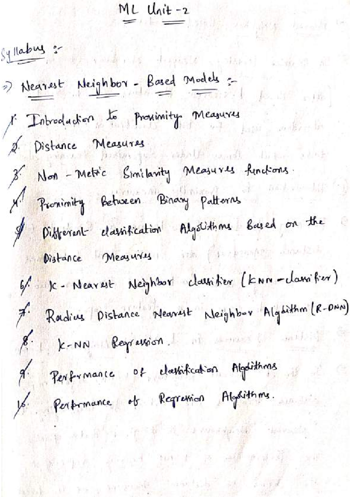 ML 2nd Unit Notes: Nearest Neighbor & Distance Measures - Studocu