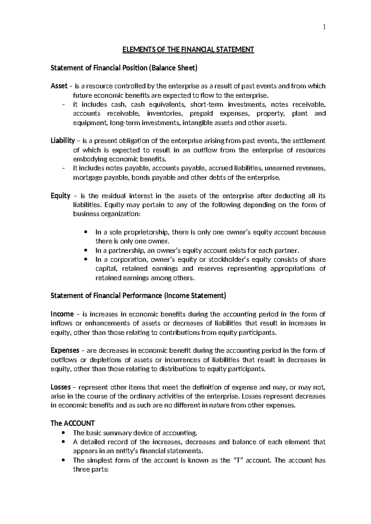 Elements of Financial Statements (ACCT 101) - Overview and Key Concepts ...