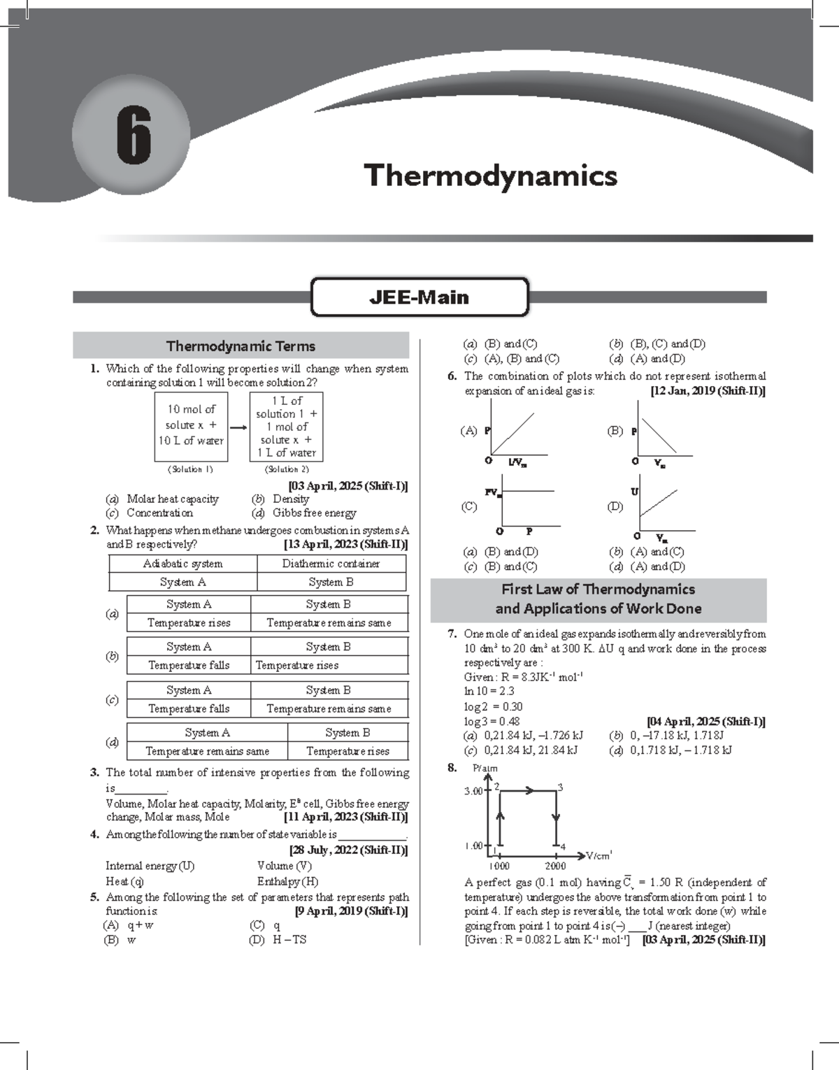 AIATS Practice Problems: Thermodynamics and Equilibrium Concepts - Studocu