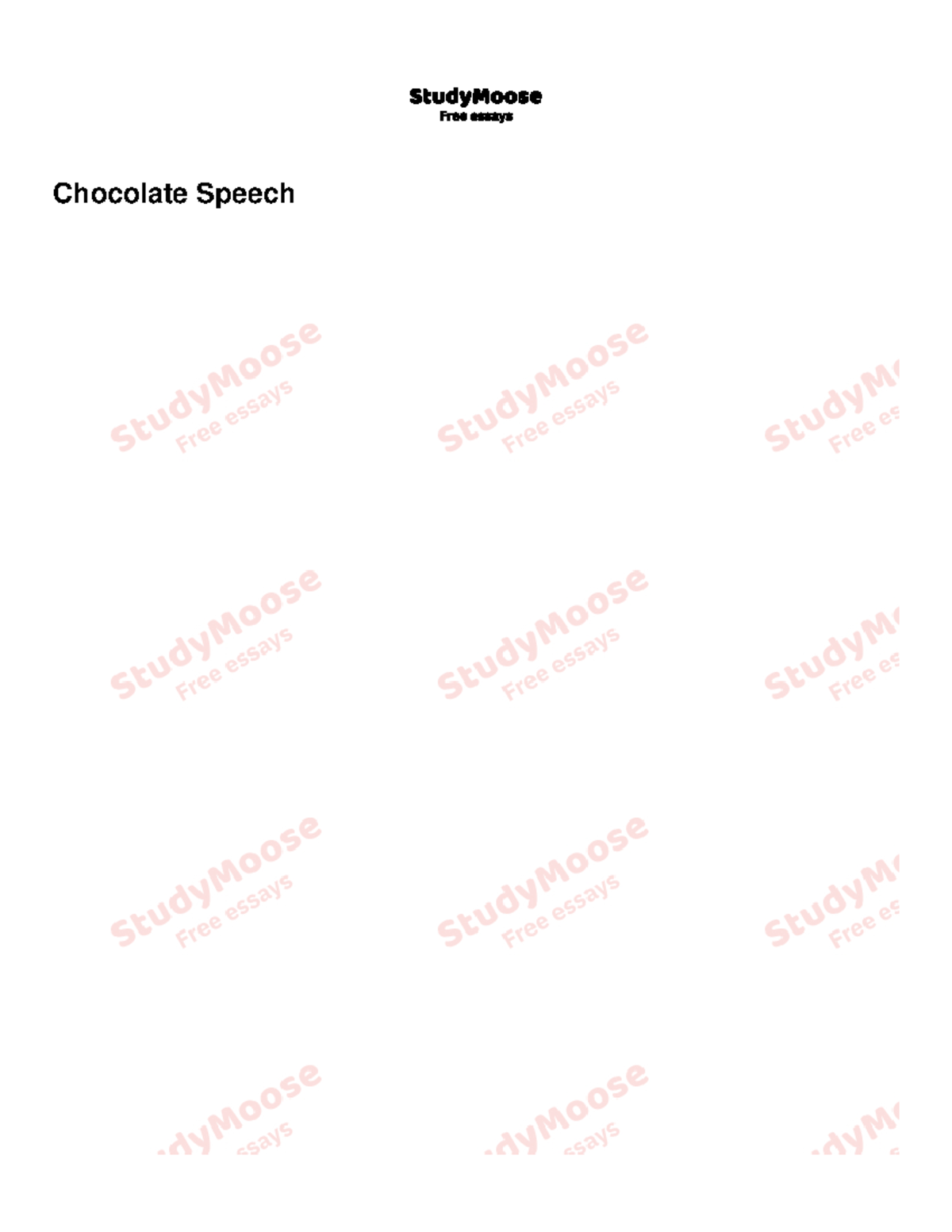 Chocolate Speech - Essay on History & Benefits of Chocolate - Studocu