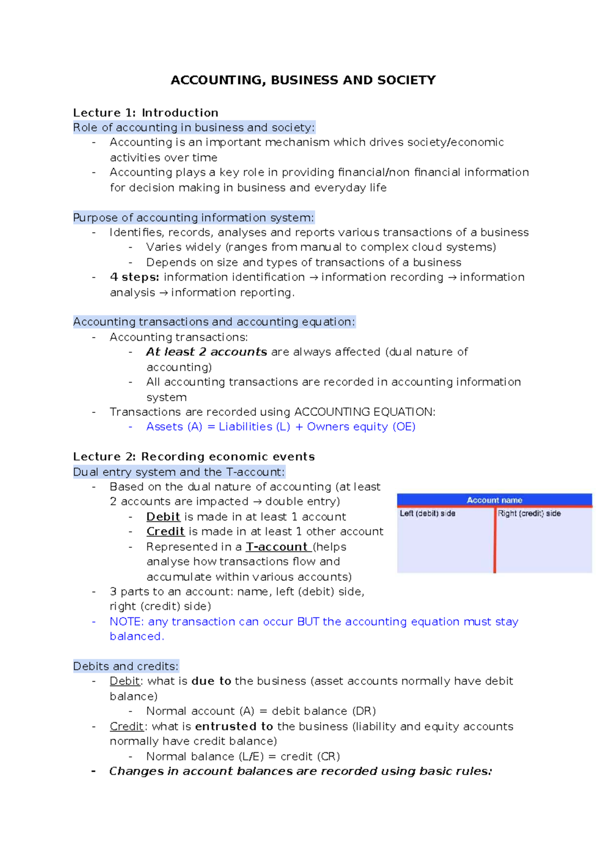 ABS 101: Lecture Notes on Accounting's Role in Business and Society ...