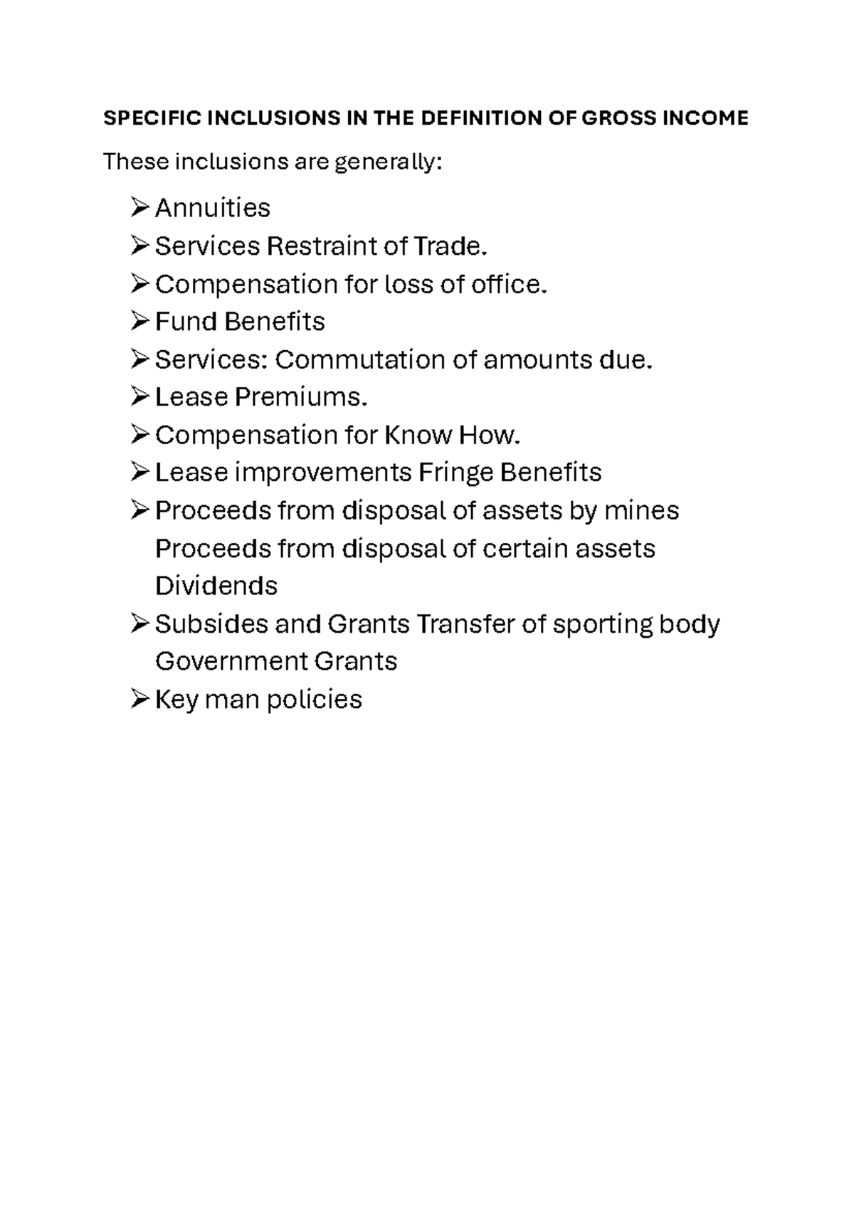 Specific Inclusions IN THE Definition OF Gross Income EXAM PREP Notes ...