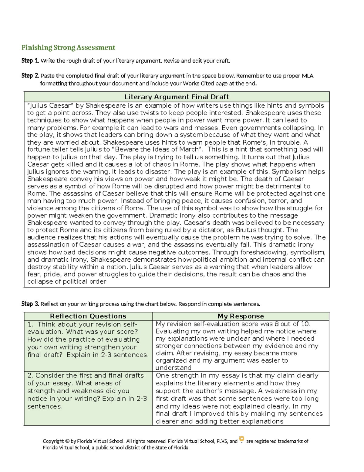 Literary Argument Final Draft: Analyzing Power in Shakespeare's Julius ...