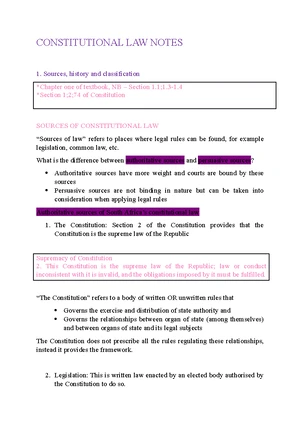 CSL2601 - Constitutional Law Summary Notes and Key Concepts - Studocu