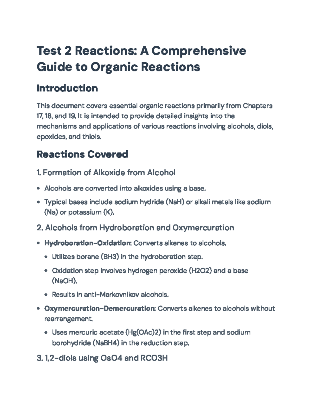 Comprehensive Guide to Organic Reactions: Chapters 17-19 Review - Test ...