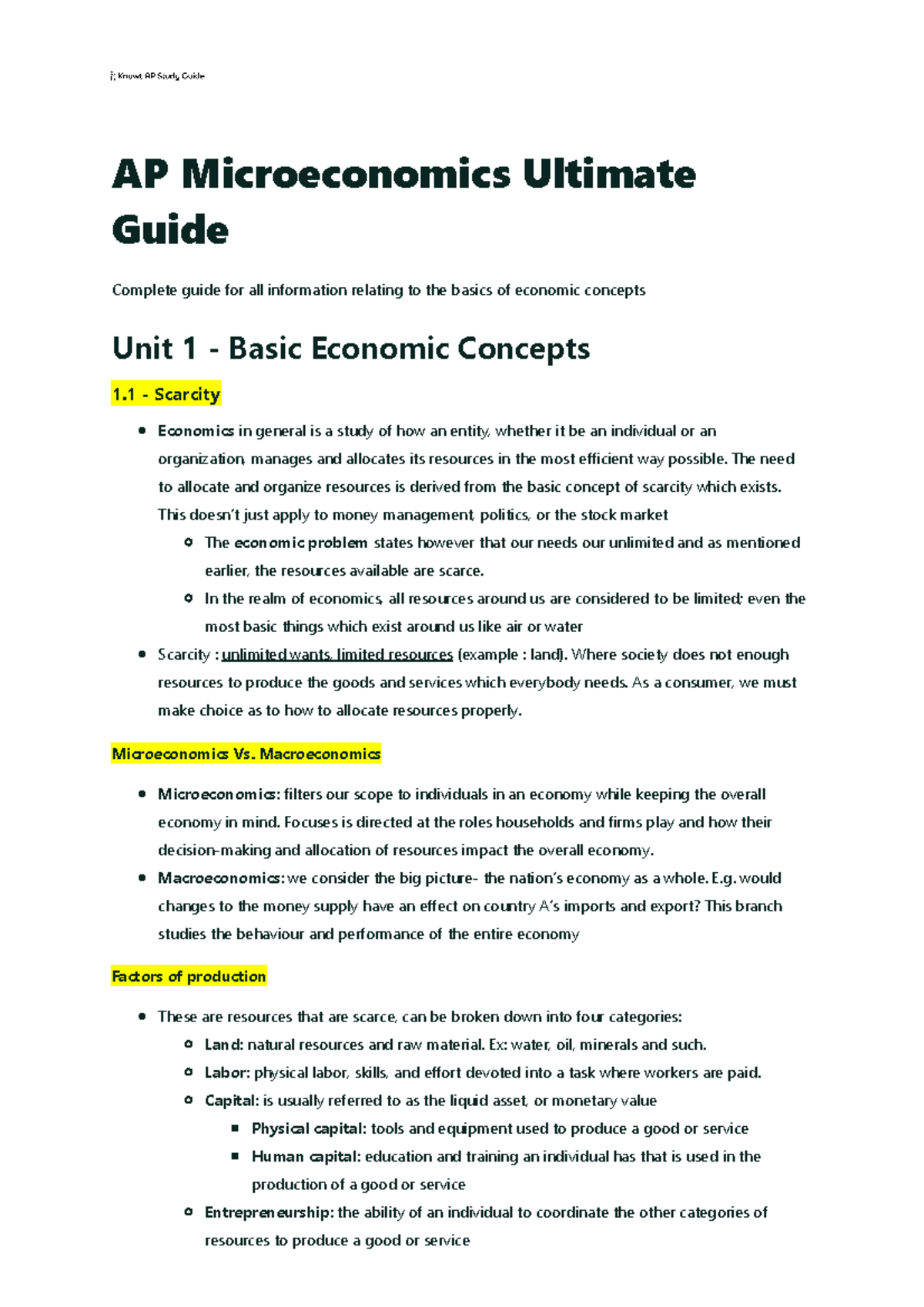 AP Microeconomics Final Exam Study Guide: Key Concepts & Insights - Studocu