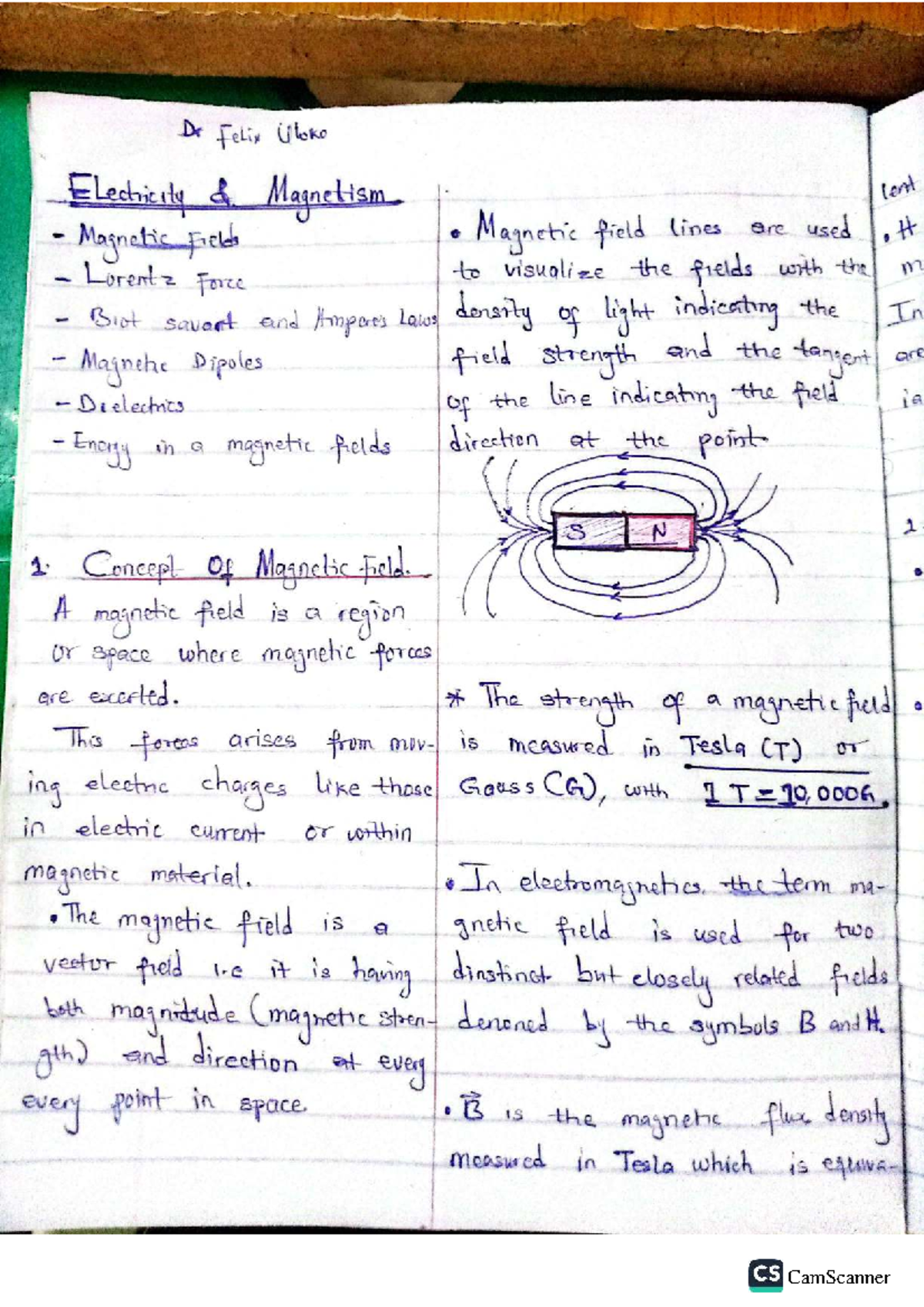PHY 102: Magnetic Fields and Lorentz Force Concepts - Dr. Felix - Studocu