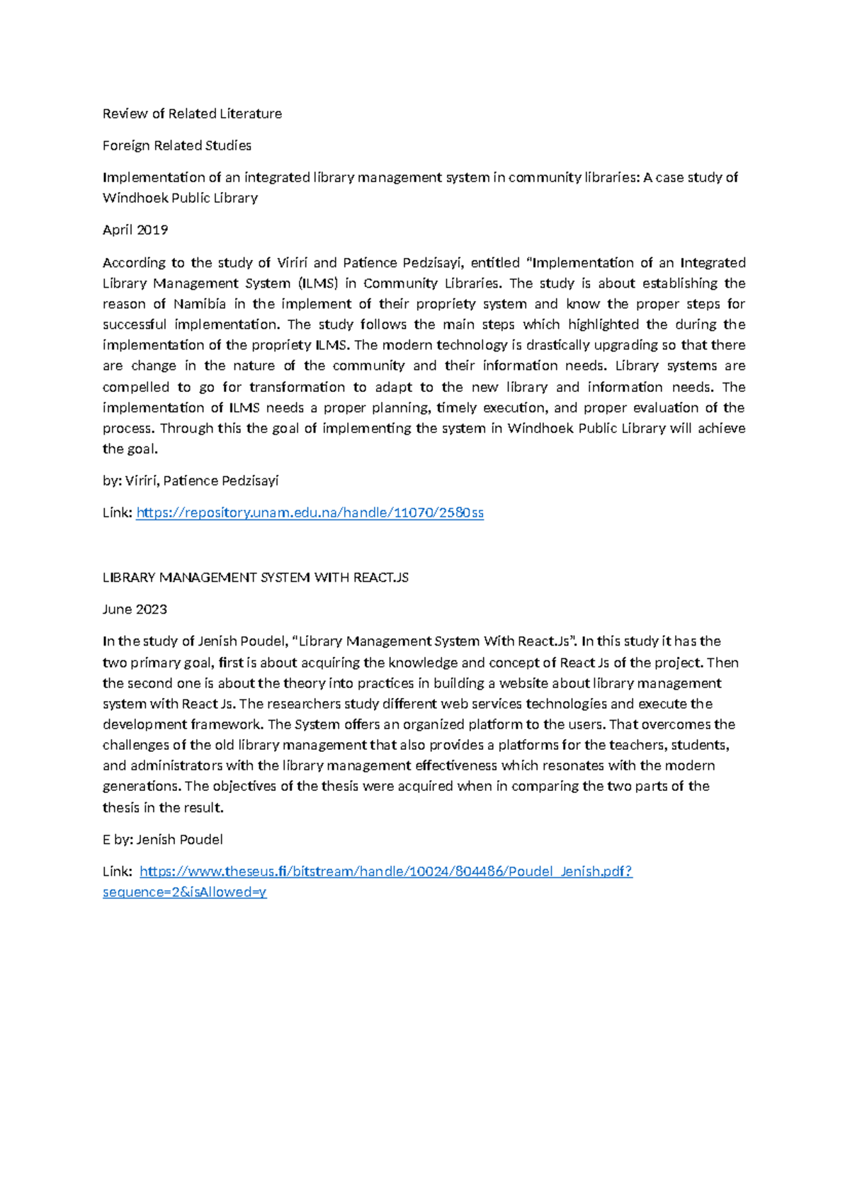 RRL - Review of Related Literature on Library Management Systems - Studocu