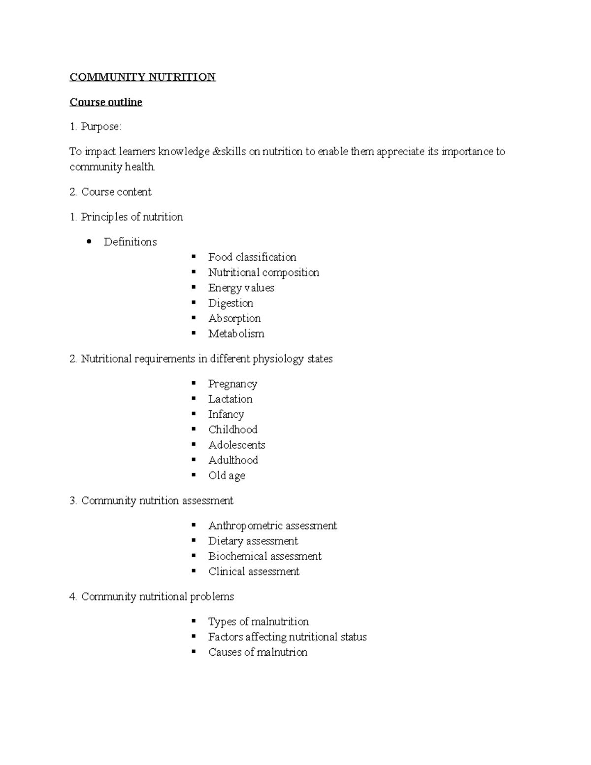 Community Nutrition CMN 101: Comprehensive Module Overview - Studocu