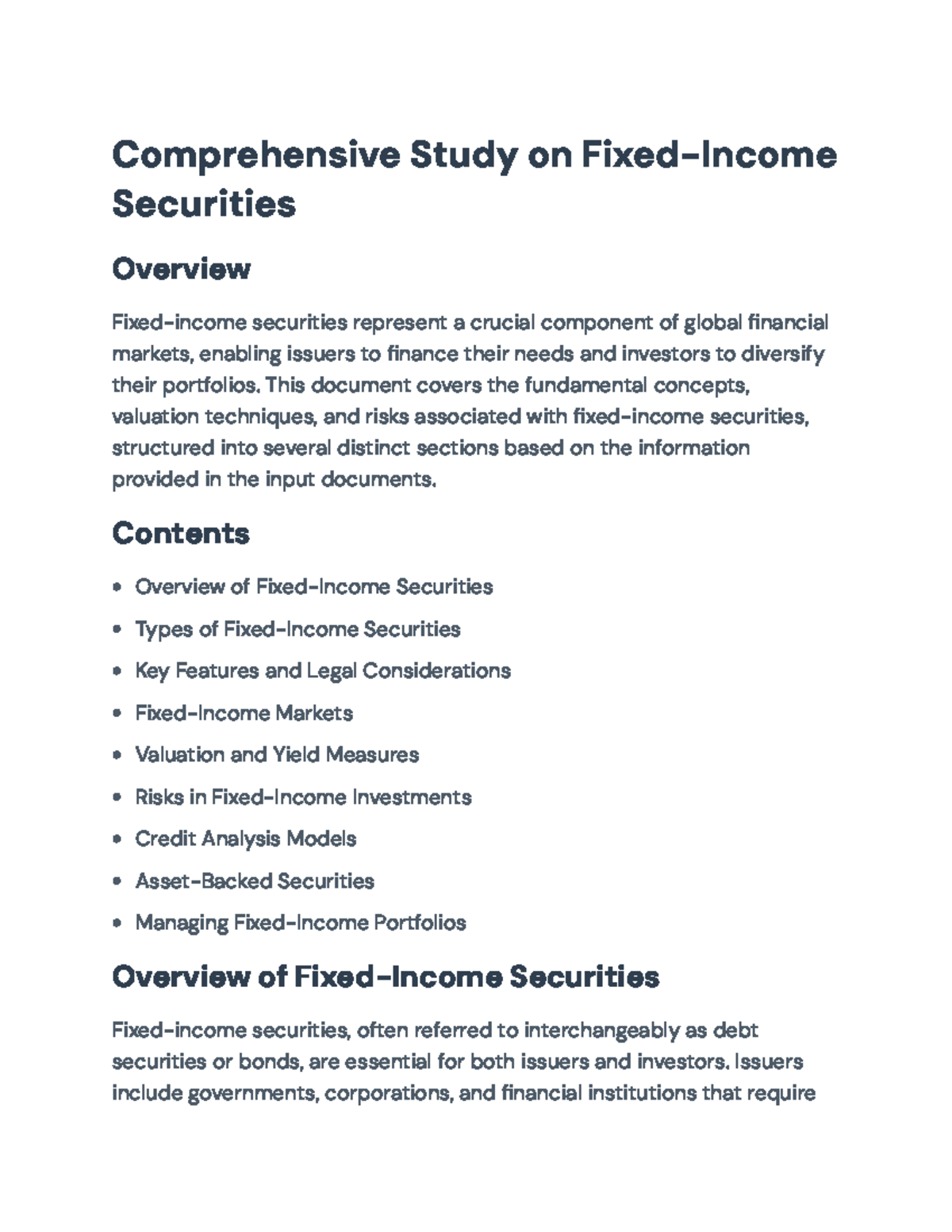 Comprehensive Guide to Fixed-Income Securities: Concepts & Risks ...