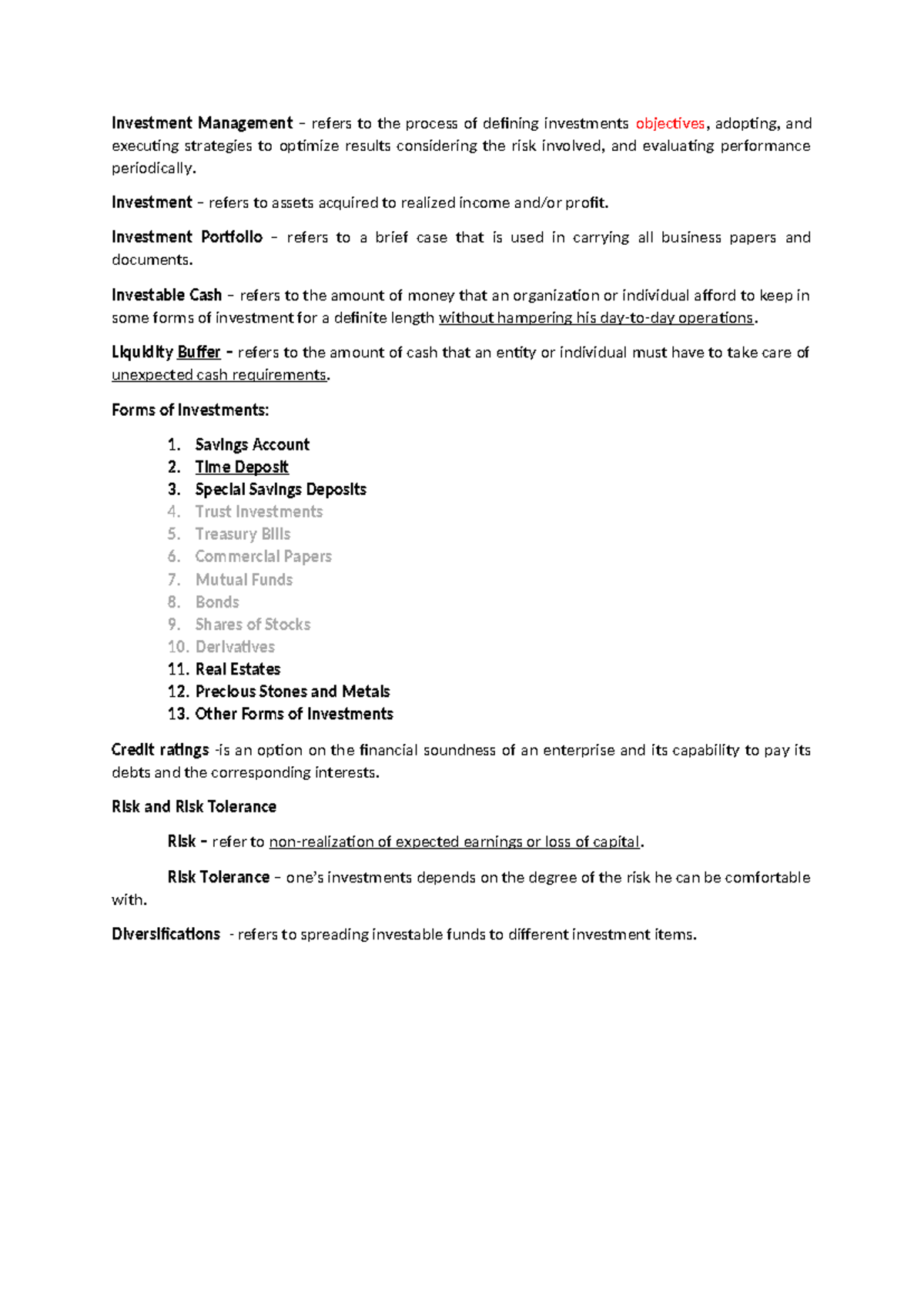 Investment Management Overview and Key Concepts - Studocu