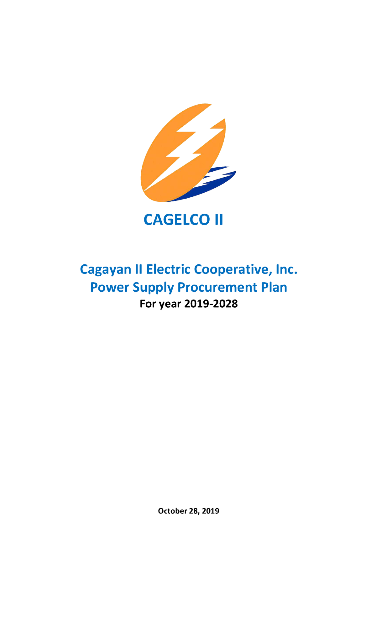 CAGELCO II Power Supply Procurement Plan (2019-2028) - Studocu