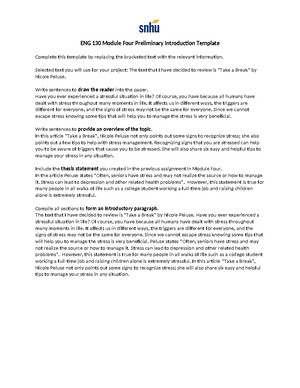 ENG 130 Module Four Decision Tree - Selected text you will use for your ...