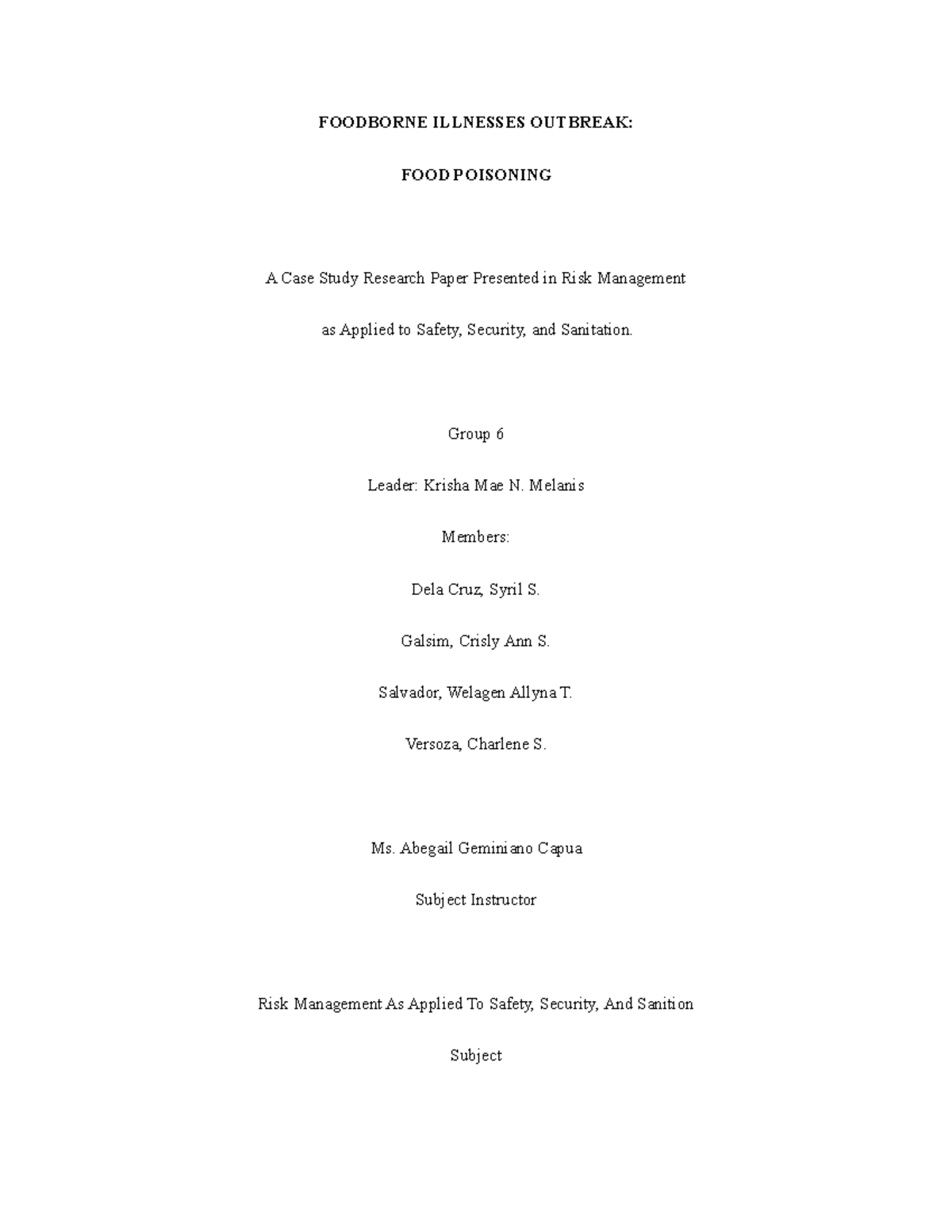 FOOD Poisoning RM 6 Case Study: Outbreak Analysis & Prevention Measures ...