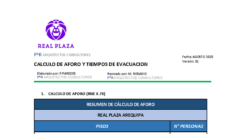 Cálculo de Aforo y Tiempos de Evacuación - ARQ 2025 - Studocu