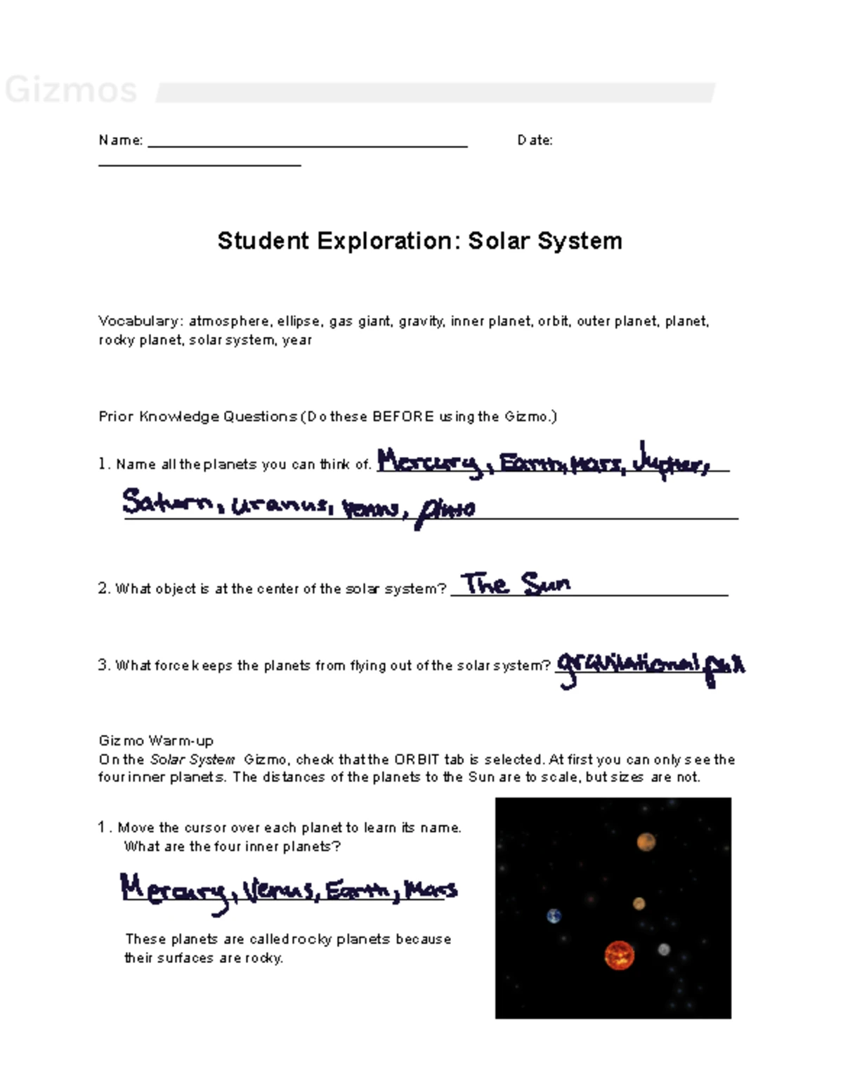 Webquest Del Sistema Solar Wasatch