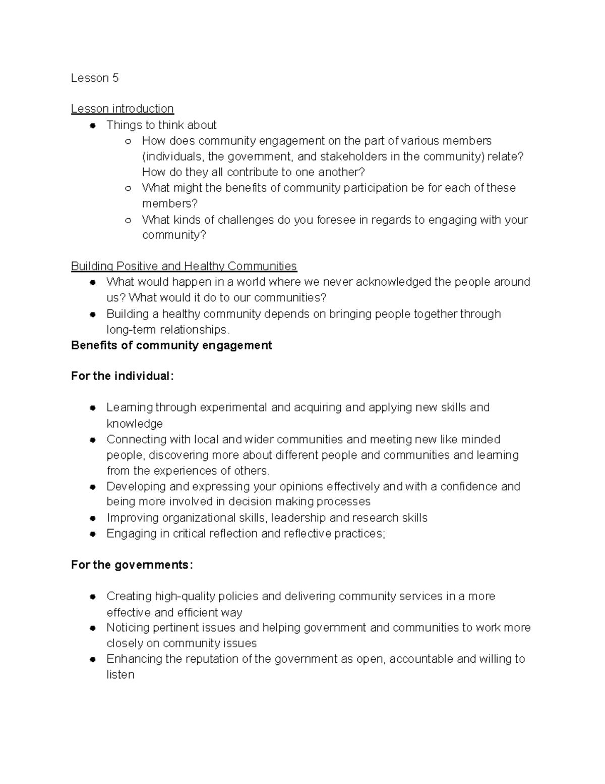 UU-150 course notes - Lesson 5 Lesson introduction Things to think ...