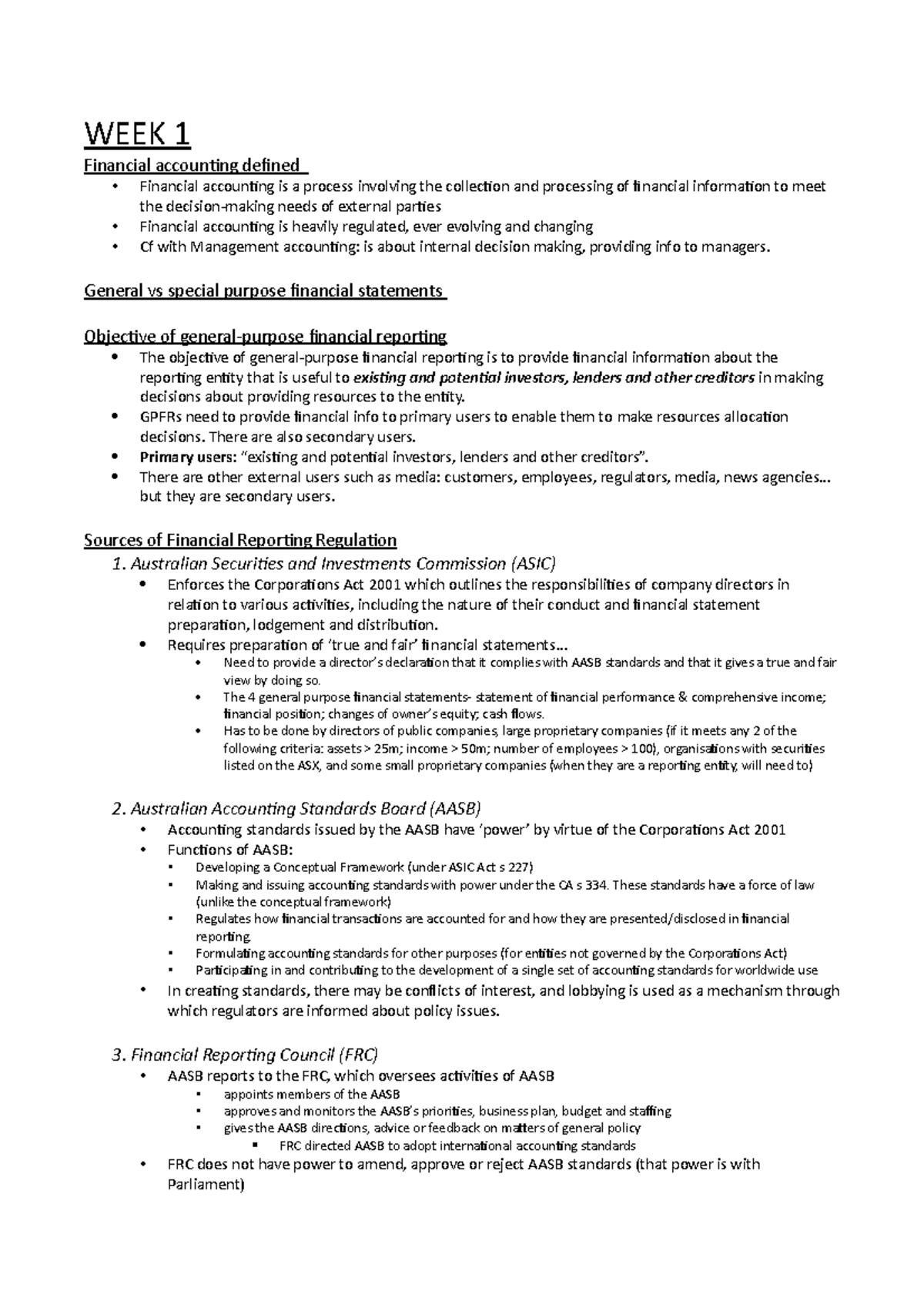 Summary Weeks 1-5 Semester 2 2021. HD - WEEK 1 Financial accounting ...