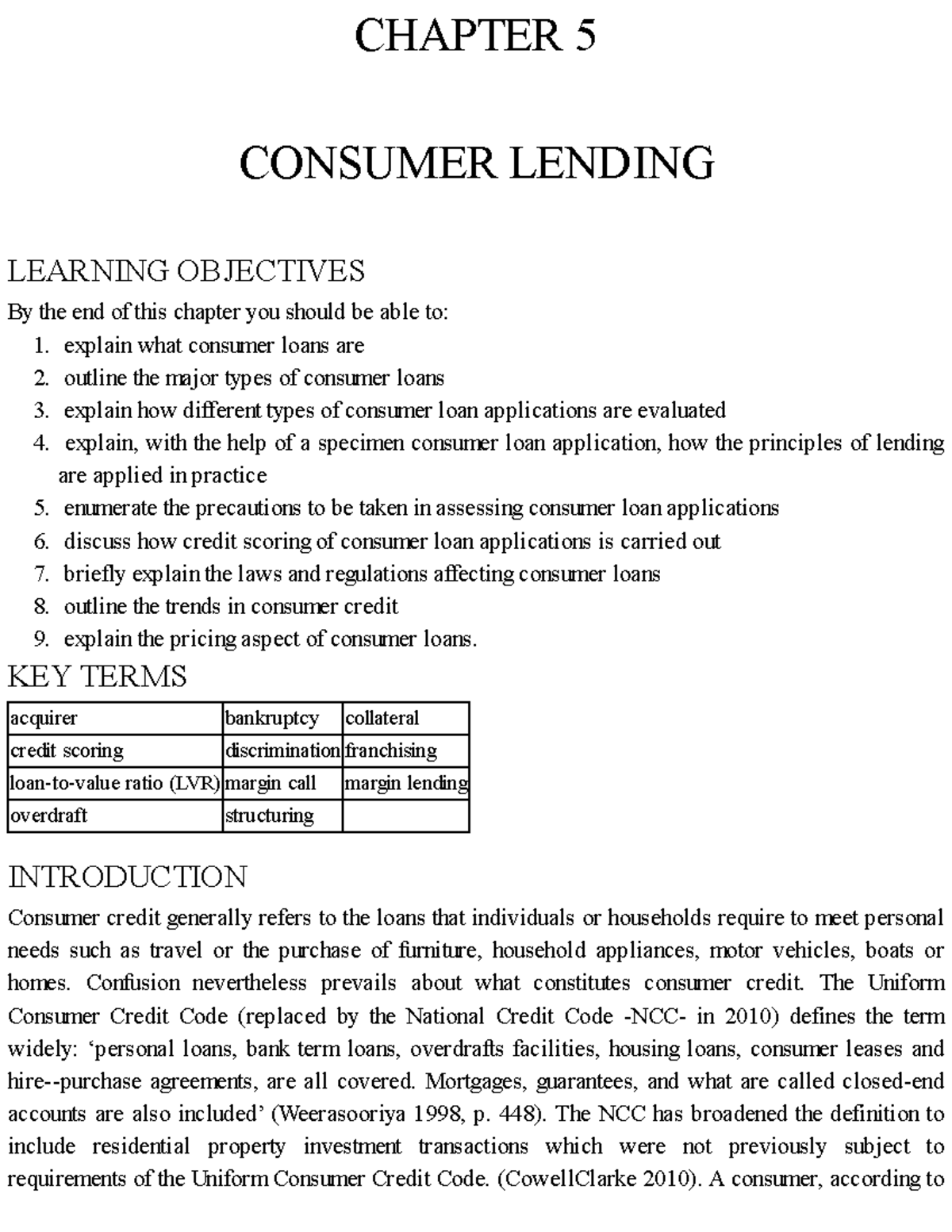 CHAPTER 5: CONSUMER LENDING LEARNING OBJECTIVES (TDNH 3) - Studocu