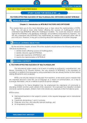 Module 3 The Teacher and the Community - Study Guide in ProfEd 104: The ...