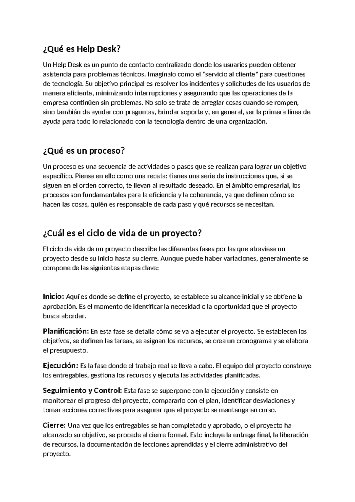 Qué es Help Desk: Resumen sobre el soporte técnico - Studocu