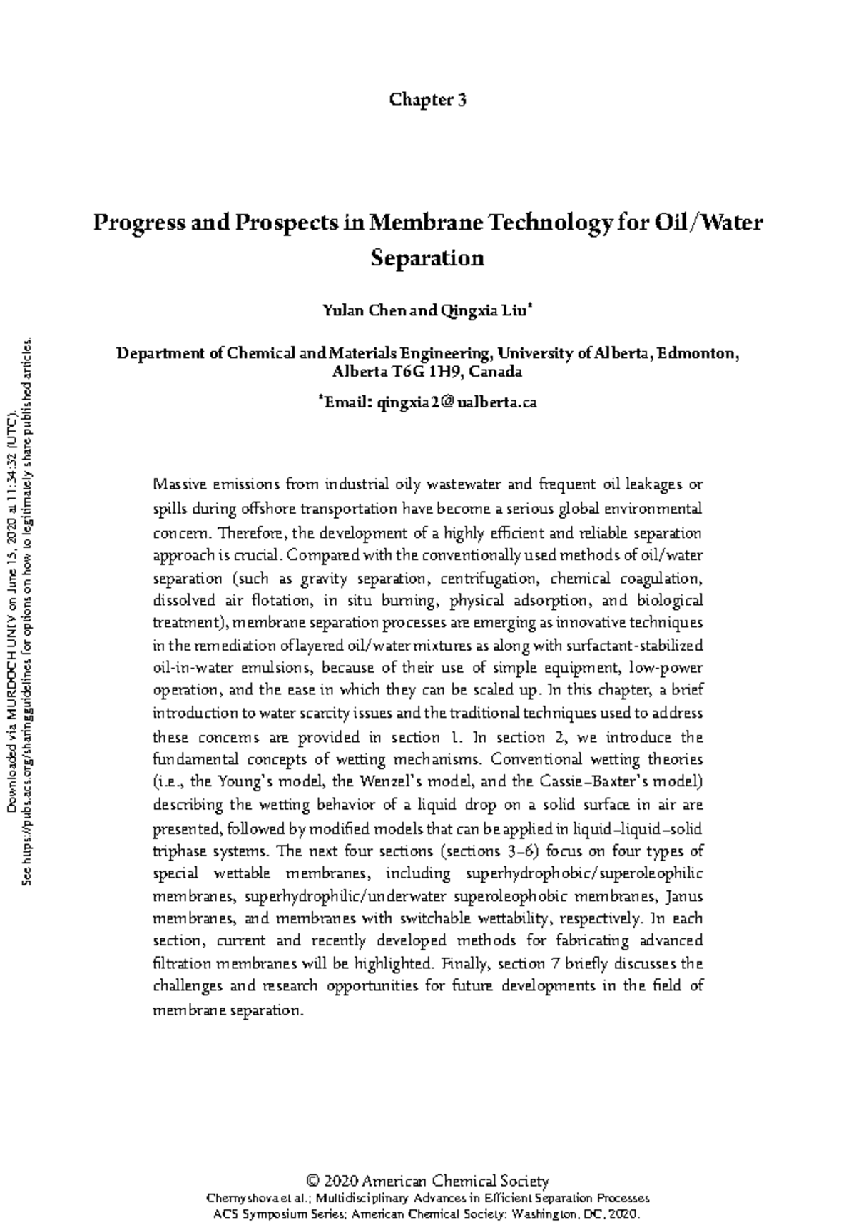 Chapter 3: Progress and Prospects in Membrane Technology for Separation ...