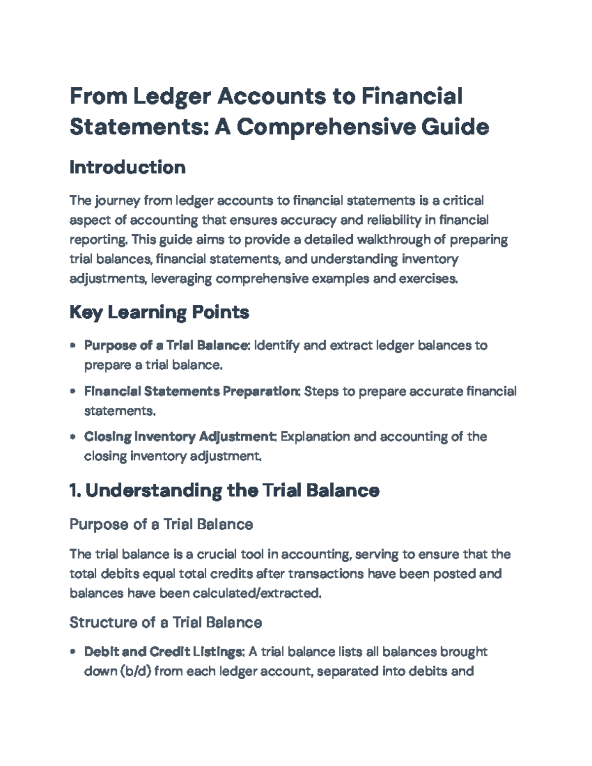 Financial Accounting: From Ledger to Financial Statements Guide - From Ledger Accounts to ...