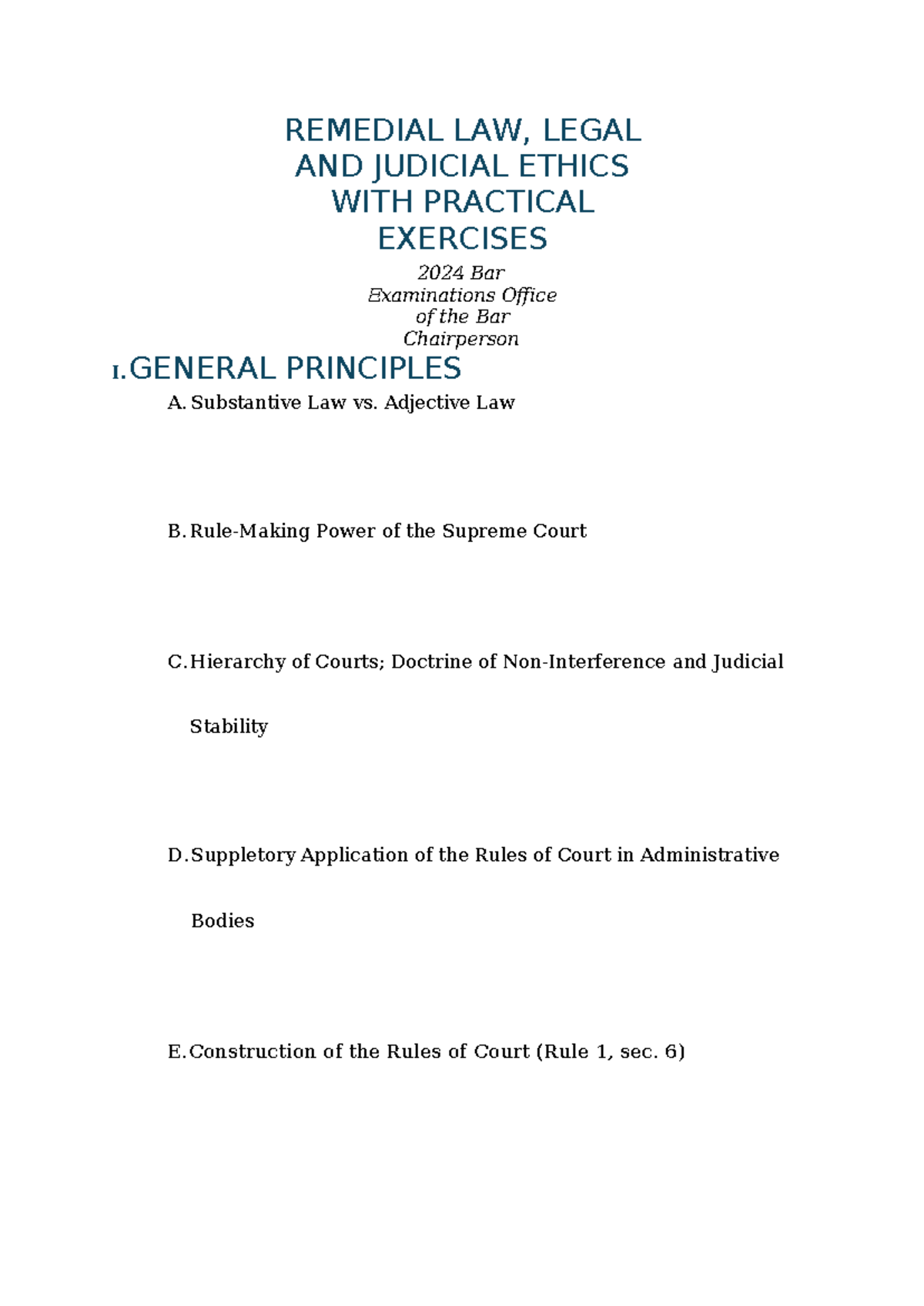 Remedial Law: Key Principles and Procedures for 2024 Bar Exam - Studocu
