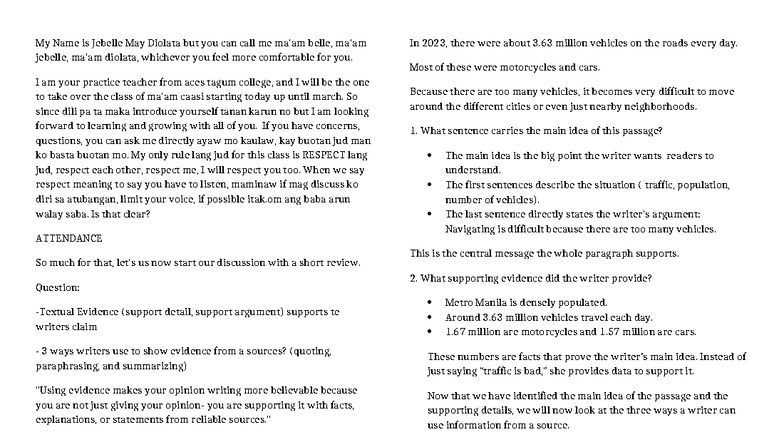SCT - Class Introduction and Traffic Discussion Notes - Studocu