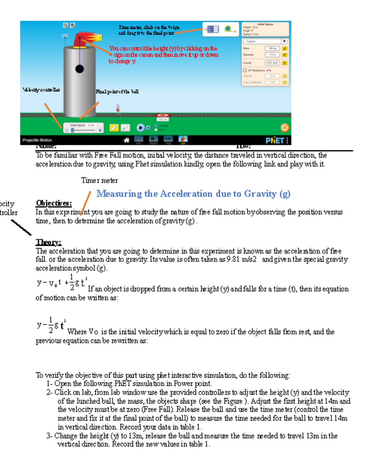 Lab 6: Free Fall - Analyzing Uniformly Accelerated Motion - Studocu
