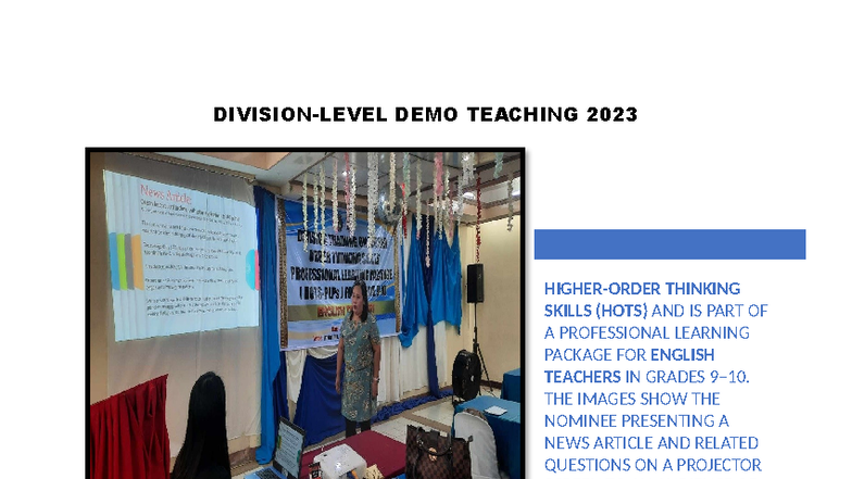 DEMO Teaching - notes - College English 1 - DIVISION-LEVEL DEMO ...