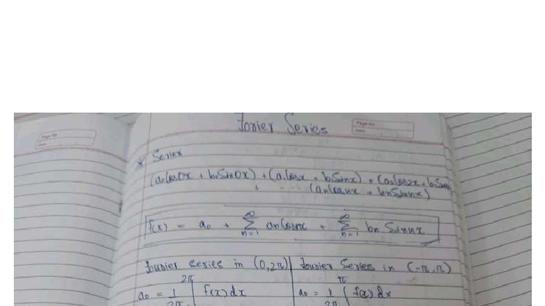 Fourier Series Notes for Math 214: Comprehensive Study Guide - Studocu