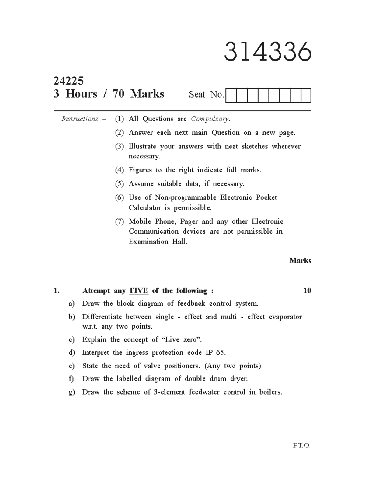 314336 - Model Answer Paper for 3-Hour Exam (70 Marks) - Studocu