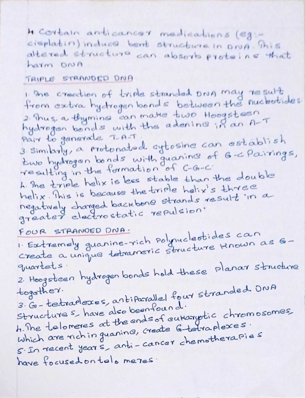 Triple and Four Stranded DNA Structures in Molecular Biology - Studocu