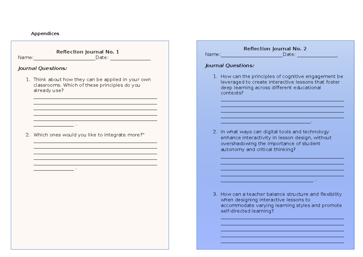 Session 5A Journals and Activity Sheets - Appendices Reflection Journal ...