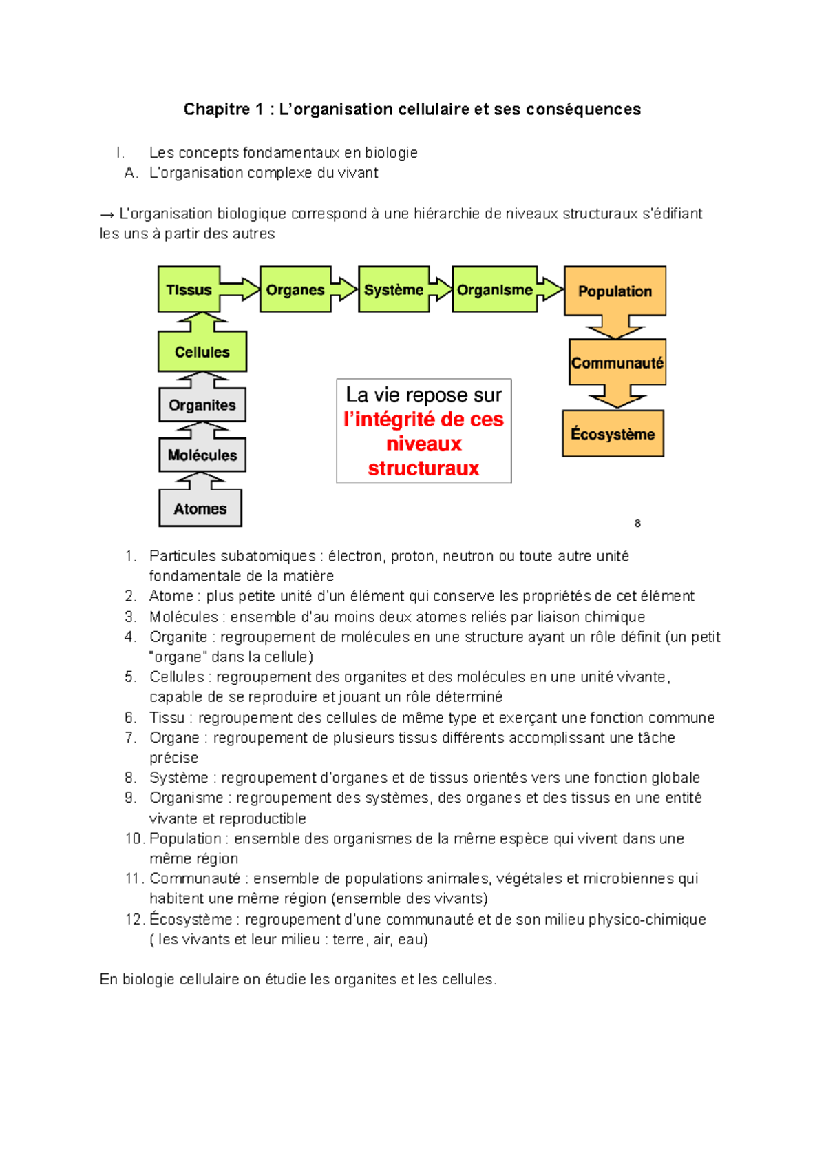 Chapitre 1 L’organisation cellulaire et ses conséquences-3 - Les ...