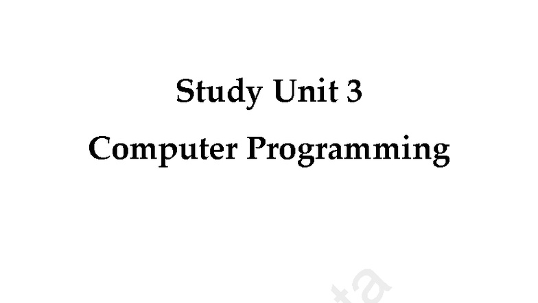 ICT114 Computer Programming Study Unit 3: Programming Concepts and CPU - Studocu